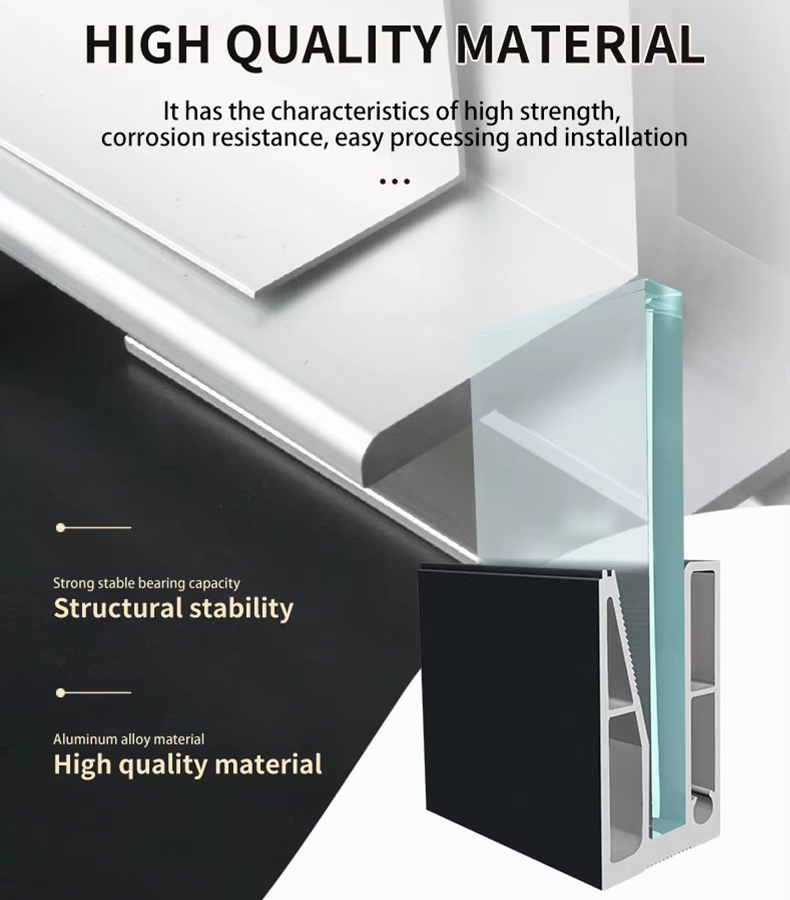 U Channel Aluminium Glazing Profiles for Stairs Railing and Handrail ...
