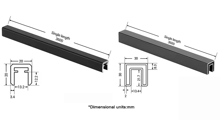 Custom Aluminum U-Shaped Handrail Profiles | Anodized & Powder Coated ...